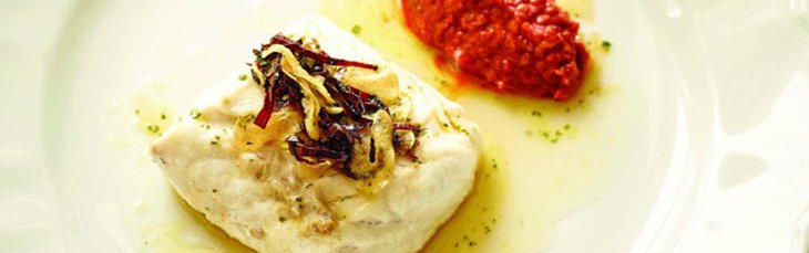 Hake Cooked in the Basque Style with Garlic and Romesco Sauce | Marine ...