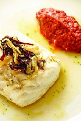 Hake Cooked in the Basque Style with Garlic and Romesco Sauce | Marine ...